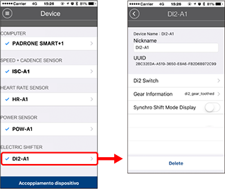 5. Pairing a sensor or a Shimano DI2 system with a smartphone